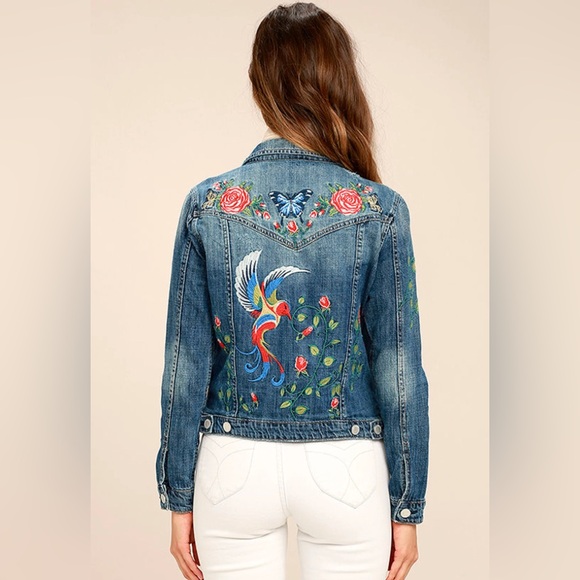 Blank NYC | Jackets & Coats | Blank Nyc Embroidered Medium Wash Jacket ...